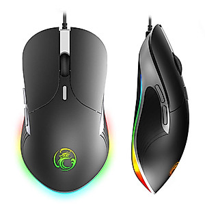 KKUYI RGB Gaming Mouse Wired, USB Computer Gaming Mice with Chroma RGB Lighting/6 DPI Levels/6 Buttons, RGB Gamer Desktop Laptop PC Gaming Mouse with 6ft Cable for Windows Xbox PS4 (Black-01)