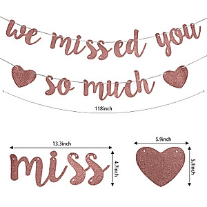 Welcome Home Decorations We Missed You So Much Banner, Rose Gold Welcome Back Home Family Party Sign Decor, Patriotic Military Homecoming Army Deployment Returning Back Party Supplies