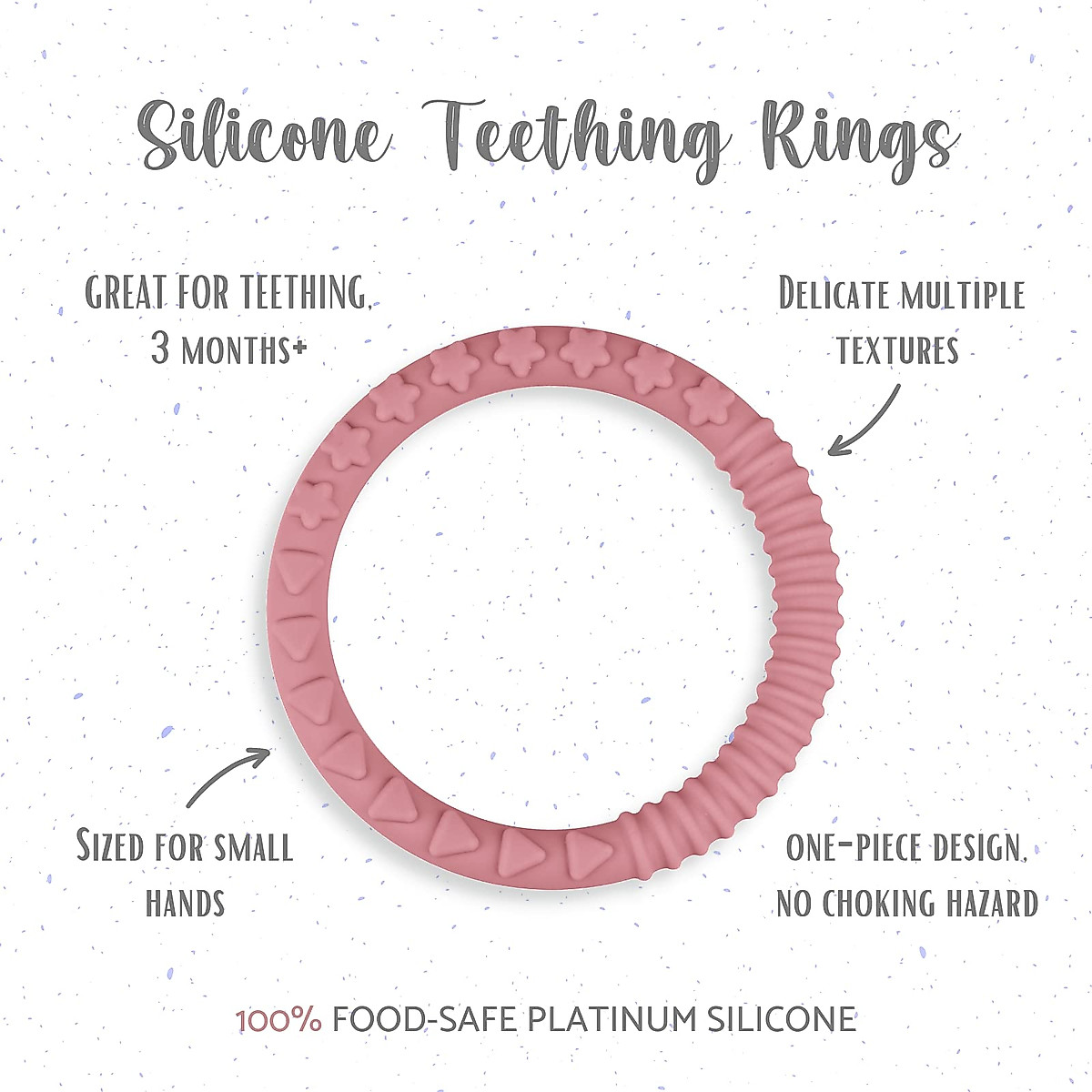 Silicone Teether Bracelet, Soft Silicone Teether Rings with Organic Featuring Multiple Raised Textures to Soothe Gums, Food Grade Silicone, BPA & Phthalate