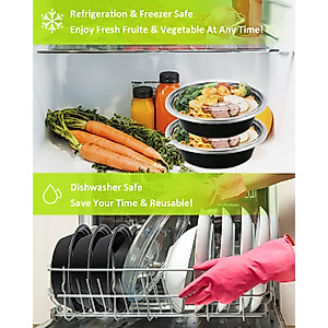 SHOPDAY Meal-Prep-Containers-65 Pack 24 oz Plastic-Food-Storage-Containers-with-Lids, Disposable-Food-Prep-Containers-Microwave-Safe, Meal-Prep-Bowls-Reusable, To-Go-Contianers-for-Lunch