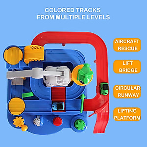 MerryJoy Kids Car Adventure Toy, Train Track Toys Puzzle Rail Car Race Parking Rescue Preschool Educational Cars for 3 4 5 6 7 8 Year Old Boys