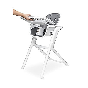 4moms Connect High Chair, One-Handed Magnetic Tray Attachment, White/Grey