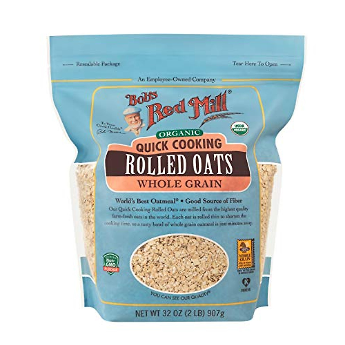 Bob's Red Mill Organic Quick Cooking Rolled Oats, 32-ounce (Pack of 4)