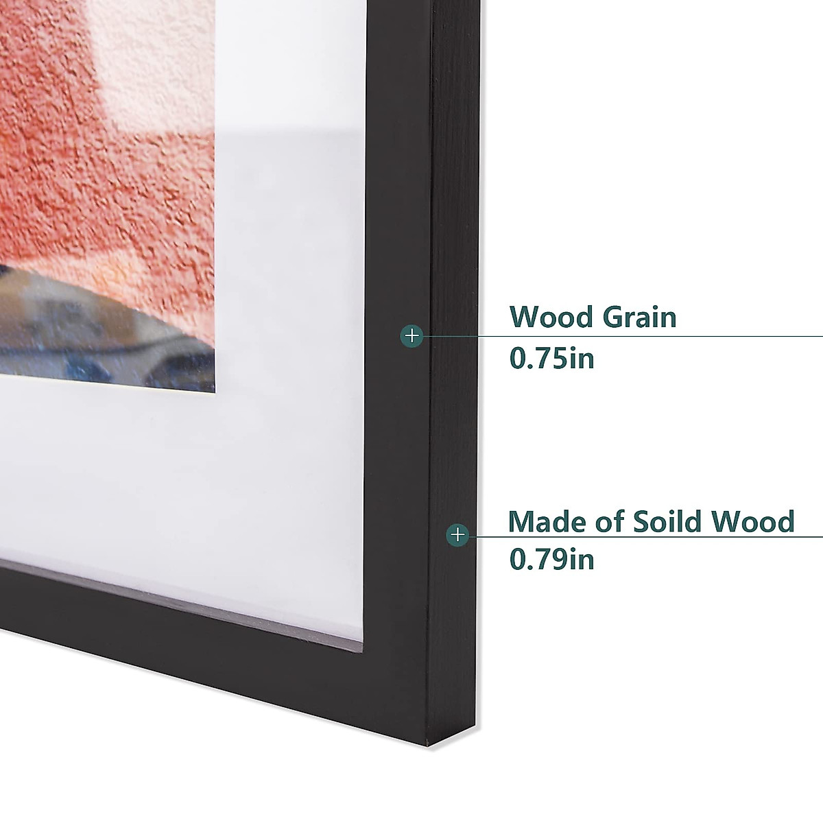 POUKROO 20x28 Poster Frame Matted to 16x24 Black Soild Wood Display Picture Puzzle Artwork Canvas Art Painting 16 by 24 with Mat Opening or 20 x 28 without Mat Horizontal or Vertical for Wall Hanging