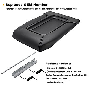 NHILES Center Console Lid Replacement Kit for 1999 2000 2001 2002 2003 2004 2005 2006 2007 Silverado/Avalanche/Suburban/Sierra/Yukon Replaces Number 19127364, 19127365, 19127366 (Black)