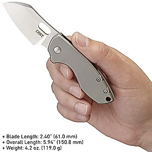 COLUMBIA RIVER KNIFE & TOOL Pilar EDC Folding Pocket Knife: Compact Everyday Carry, Satin Blade with Finger Choil, Thumb Slot Open, Frame Lock Stainless Handle, Reversible Pocket Clip 5311