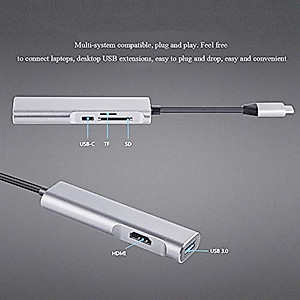 XUNMAIFHB Portable Docking Station,Type-C hub Docking Station HDMI+SD/TF Card 5-in-1 Card Reader Multi-Function Converter Aluminum Alloy Fast Transmission