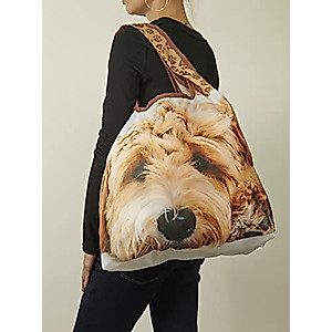 O-WITZ Reusable Grocery Bags | Vibrant Tote Bag For Groceries, Gym, Beach Gear, Toys & More | Washable Design With Large Handles For Maximum Convenience | Folds Into A Small Pouch, Dog Goldendoodle