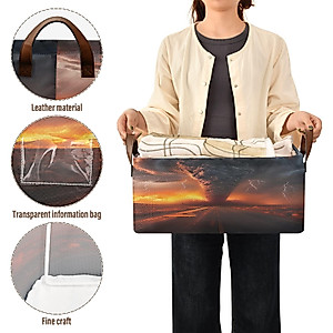 KEEPREAL Lightning Tornado Storage Baskets,Decorative Collapsible Rectangular Waterproof Fabric Storage Bin for Home#455