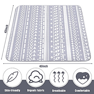 Boho Portable Baby Play Mat, 43 x 43 Inch Washable Foldable Crawling Mat, Non Slip Playmat for Babies, Kids Play Mats Pad for Floor Playpen Toddler Infants Tummy Time Activity
