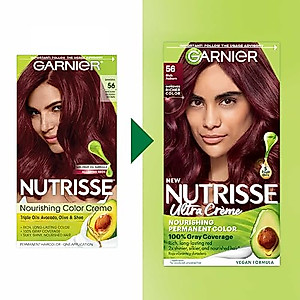 Garnier Hair Color Nutrisse Nourishing Creme, 56 Medium Reddish Brown (Sangria) Permanent Hair Dye, 2 Count (Packaging May Vary)