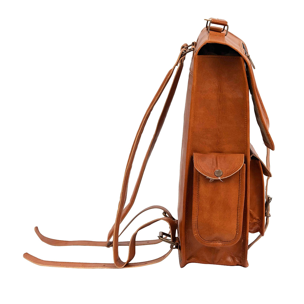 Shy Shy Let’s Touch The Sky 16" Vintage leather Backpack Laptop Messenger Bag Lightweight School College Rucksack Sling for Men Women