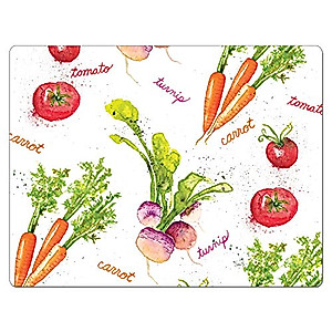 Cut N' Funnel Veggie Splash Designer Flexible Plastic Cutting Board Mat, 15" x 11.5", Made in the USA, Decorative, Flexible, Easy to Clean