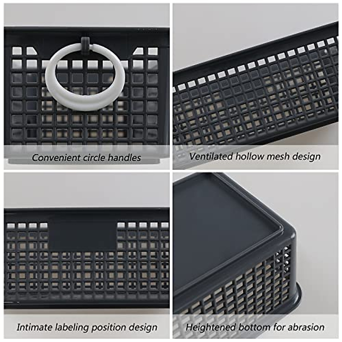 Obstnny 12 Packs Mini Plastic Useful Basket, Desktop Storage Basket Bin, Gray