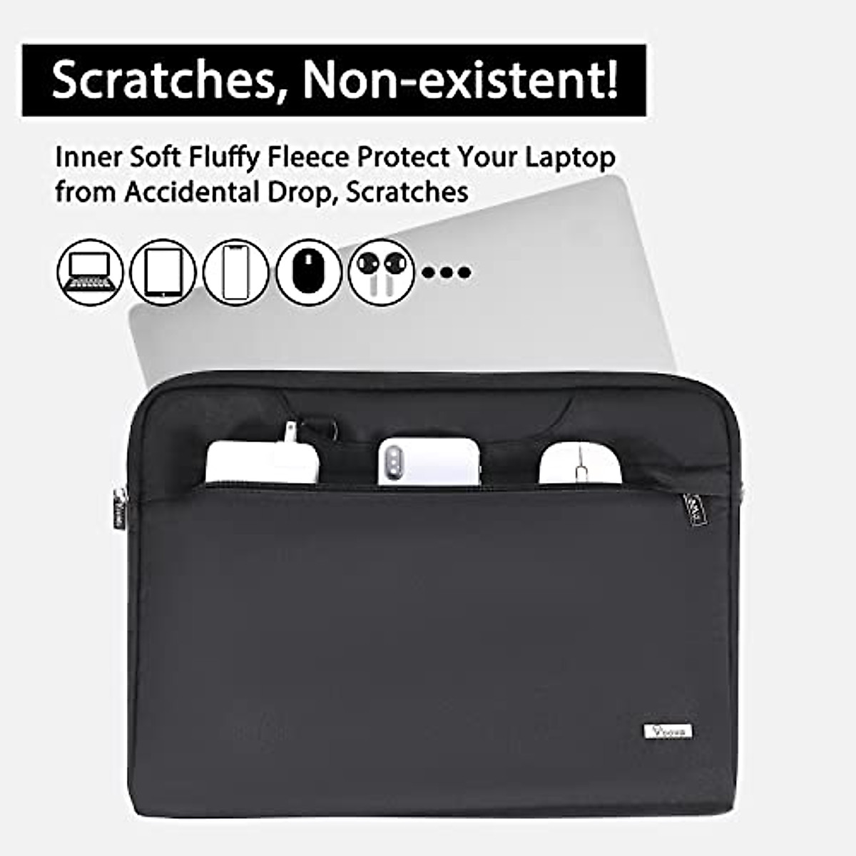 V Voova Laptop Shoulder Bag Carrying Case 17 17.3 inch for Men Women,Slim Computer Sleeve Tablet Cover Compatible with MacBook 17,HP Envy 17/Pavilion 17,Lenovo,Acer Asus Dell Notebook,Black