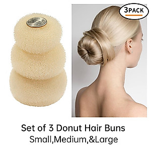 TsMADDTs Donut Bun Maker, 3PCS Hair Bun Maker with 20PCS Bobby Pins Blonde for Ballet Styling