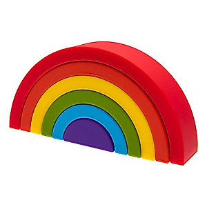 Rainbow Stacking Toy | Montessori Toy for Babies | Silicone Stacker | Sensory Toy | Building Puzzle Toy | Rainbow Stacker | Rainbow Toy | Pride Rainbow | Rainbow Puzzle - 6 Layers (Rainbow Colors)