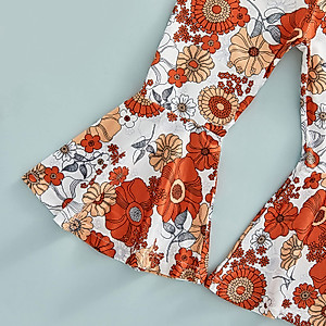 Muasaaluxi Toddler Kid Baby Girls Outfits Short Sleeve Letter Print T-shirt Tops Flared Pants Summer Clothes 1-6Y (Stay Groovy, 2-3T)