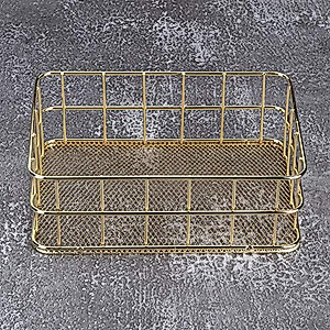 plplaaobo Storage Basket, Golden Iron Storage Basket Multifunctional Wire Mesh Desktop Storage Organizer for Home(Small)