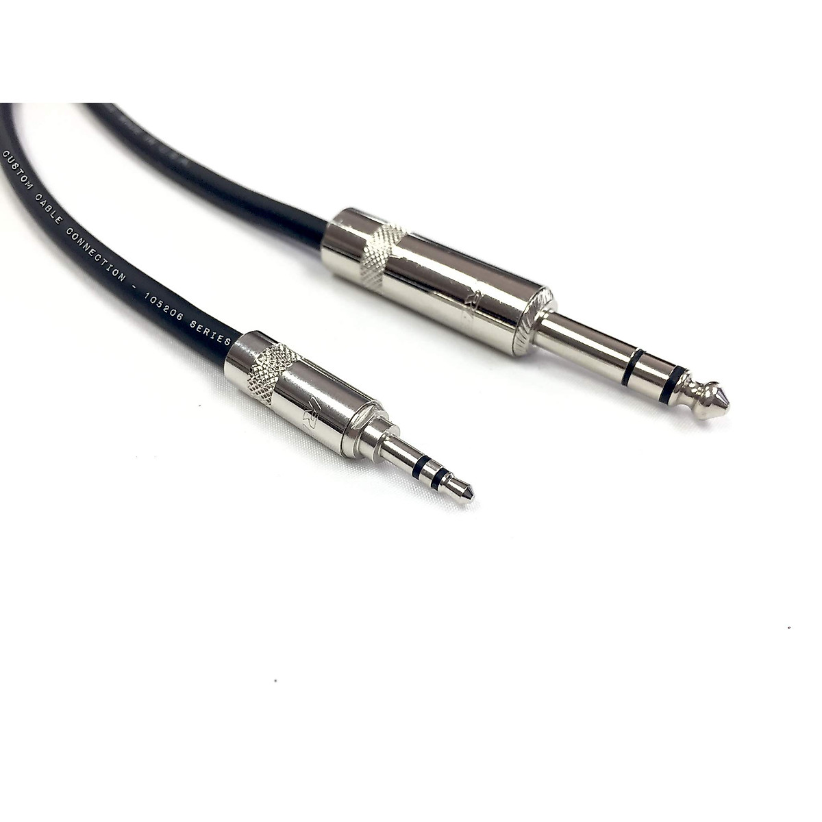 15 Foot Pro Audio 1/4 inch (6.35mm) TRS to 1/8 inch (3.5mm) TRS Balanced Cable by Custom Cable Connection