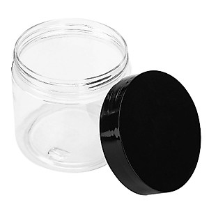 NINGWAAN 60 PACK 2oz Plastic Jars with Black Lids, 60ml Clear Slime Containers, Wide-Mouth Mini Refillable Empty Jars for DIY, Beads, Art Crafts