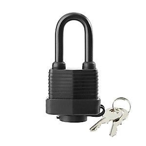 SafiSwords Waterproof Padlocks Keyed Alike for Outdoor use, Covered Heavy Duty Laminated Steel Lock, 1-9/16 Inch. Wide, Long Padlock, Pack of 6