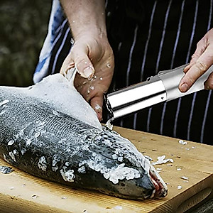 ＫＬＫＣＭＳ Electric Fish Scaler, Fish Scale Remover Descaler Seafood Cleaning Tool Automatic Fish Scale Cleaner Fish Cleaning Tools for Restaurant, Argent