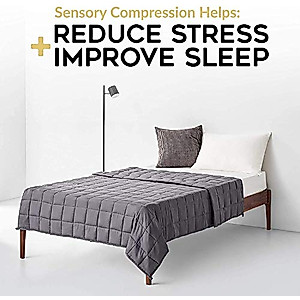 YnM Weighted Blanket with Cotton Duvet Bundle | 60''x80'' 17lbs, Suit for One Person(~160lb) Use on Queen/King Bed | Dark Grey