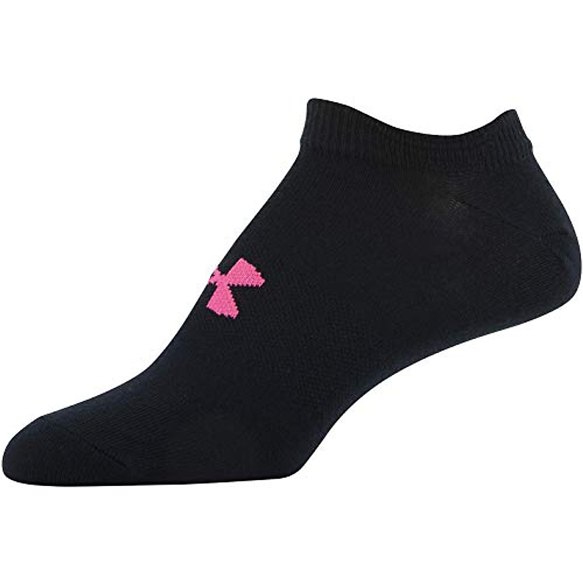 Under Armour Women's Essential 2.0 Lightweight No Show Socks, 6-Pairs , Black/Cerise Assorted , Medium