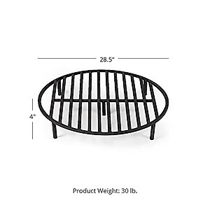 TITAN GREAT OUTDOORS Round 28.5in Fire Pit Grate, Heavy Duty 1/2in Steel Elevated Log Wood Pit Grate, Burning Fireplace and Firepits