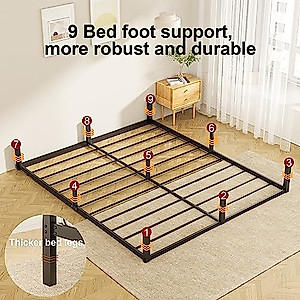 ONEMO 14 Inch California King Bed Frame with Headboard and Footboard Metal Platform Bed Frames Heavy Duty Mattress Foundation Quiet and Anti-Slip No Box Spring Needed Black