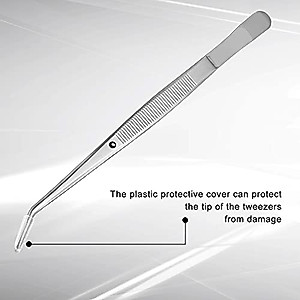 Stainless Steel Tweezers with Curved Serrated Tip Multipurpose Tweezers Sewing Machine Tweezers Forceps Tweezers for Craft (Silver, 10 Pieces)