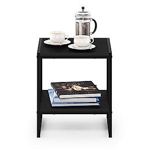 FURINNO Camnus Modern Living 2-Tier End Table, Americano, 15.9 in x 15.75 in x 18 in