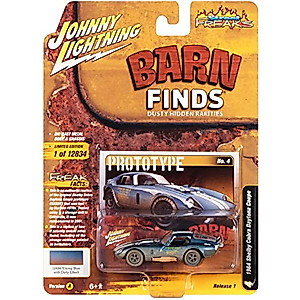 Johnny Lightning 1964 Shelby Cobra Daytona Coupe Viking Blue Met w/White Stripes Weathered Ltd Ed to 12834 pcs 1/64 Diecast Model JLSF023-JLSP231 A