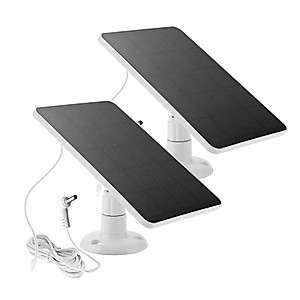 2 Pack Replacement Ring Camera Solar Panel Charger, Solar Panel for Ring Stick Up Cam 2nd & Plug-in 3rd Gen, Ring Spotlight Outdoor Cam & More DC 3.5mm Plug Camera Device Charging with 10FT Cable