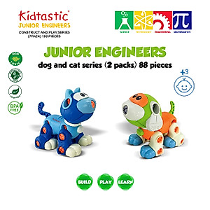 Kidtastic 3+ Ages Take Apart Toys Cat and Dog Set, 88 Pieces Stem Learning, Educational Building Set, Birthday Gift for Kids, Boys, and Girls, Outdoor and Indoor Fine Motor Skills