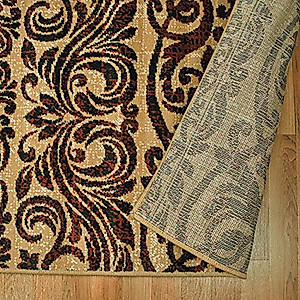 SUPERIOR Sheffield Modern Oriental Damask Polypropylene Indoor Area Rug, 8' X 10' Gold