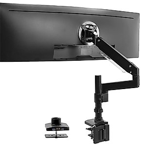 VIVO Premium Aluminum Tall Extended Monitor Arm for Ultrawide Monitors up to 49 inches and 33 lbs, USB Single Desk Mount Stand, Pneumatic Height Adjust, Max VESA 100x100, Black, STAND-V101GTU