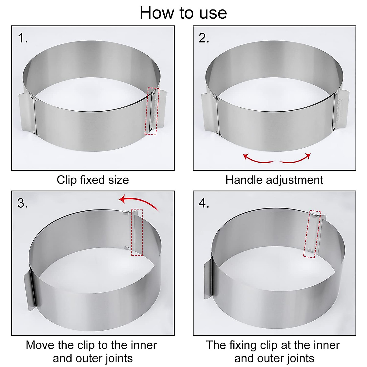 Stainless Steel Cake Mold Round Cake Ring Cookie Cutter, 6-12 Inches Adjustable Sheet Pan Extender for Baking Mold Pastry Tool Cake & Pastry Rings