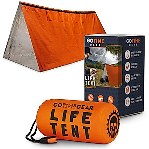 Go Time Gear - Life Bivy Thermal Bivvy and Life Survival Shelter - Emergency Sleeping Bags and Survival Tent - Emergency Bag Bundle (Orange)