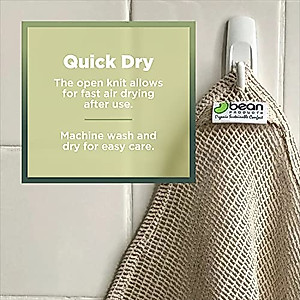 Bean Products Hemp Washcloth - Loose Weave Design for Effective Cleaning - Open Knit Exfoliating Wash Cloth - Fast Drying, Anti-Fungal, Eco-Friendly Hemp & Organic Cotton - 10” x 12”, 1 Pack