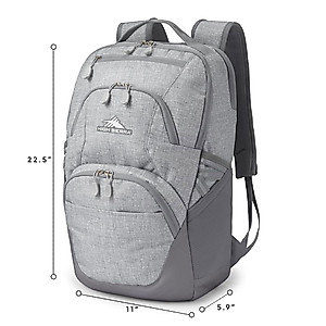 High Sierra Swoop SG Backpack, Travel or Work Laptop Bookbag with Drop Protection Pocket, and Tablet Sleeve, One Size, Silver Heather