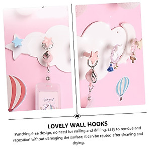 OFFSCH 2pcs Star Moon Hook Cartoon Wall Entryway Hanger Wall Mount Coat Hooks Wall Decorative Hooks Coat Hanger Adhesive Hooks Hanging Towel Rack White No Trace Plastic Nightgown