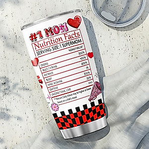 JENOIS Cool Moms Club Nutrition Facts, Funny Tumblers Simply Women For Checkered Mom Day Modern Coffee Insulated Mother Water, Cool Moms Club Gifts, Tumbler 20 Oz With Lid And Straw