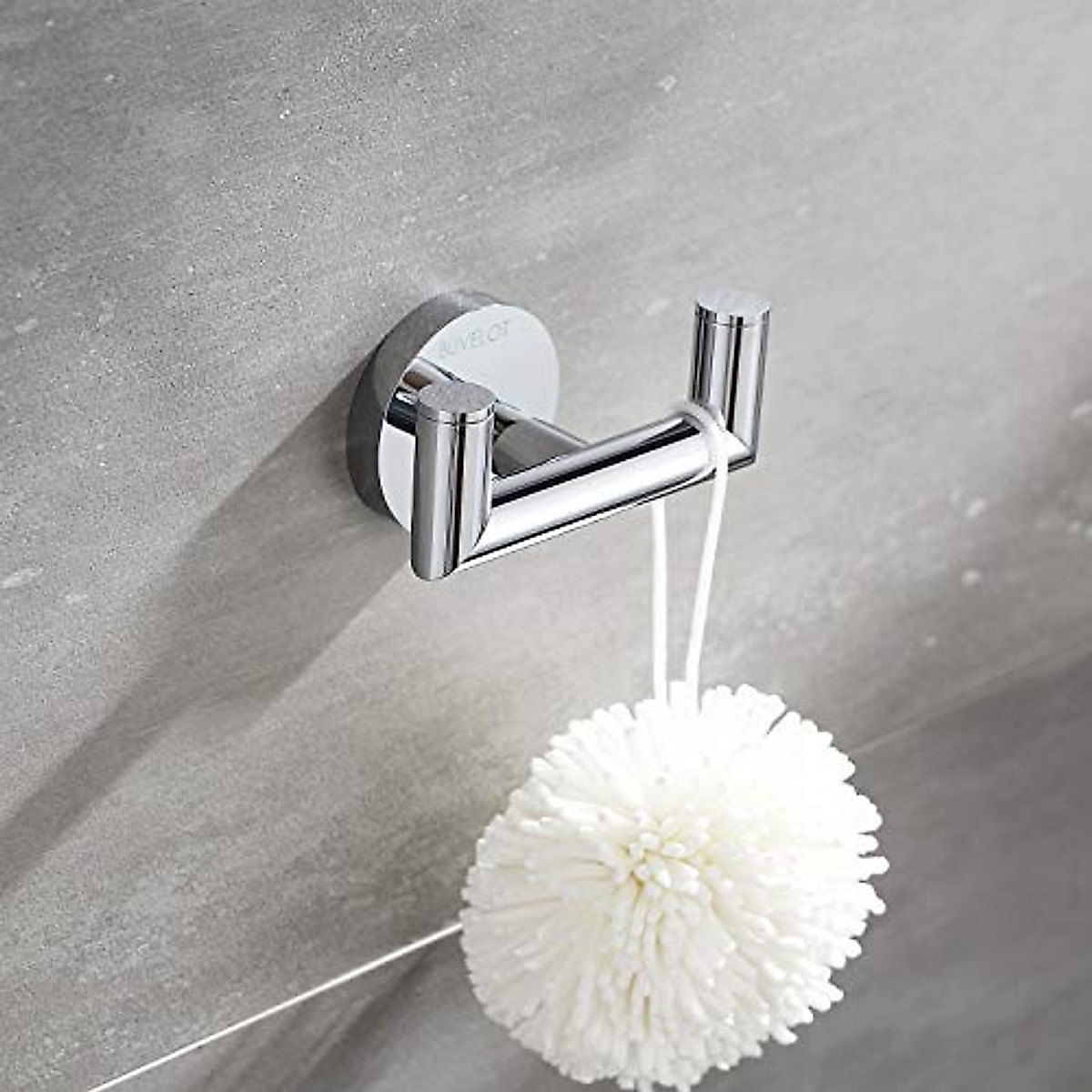 BUVELOT Robe Hook, Double Towel Hook, Wall Mounted Brass Hooks for Bathroom Kitchen Garage,Chrome,077020-CR,Leo Series