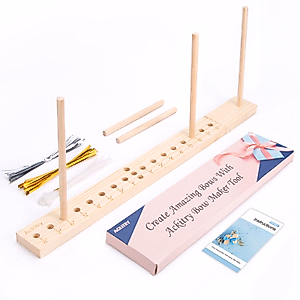 Ackitry X-Large Bow Maker for Bow Ribbon Wreath, 16 Inch Wooden Maker Tool for Making Bows, DIY Crafts Halloween Christmas Party Decorations, Hair Bows, Corsages, Holiday Wreaths