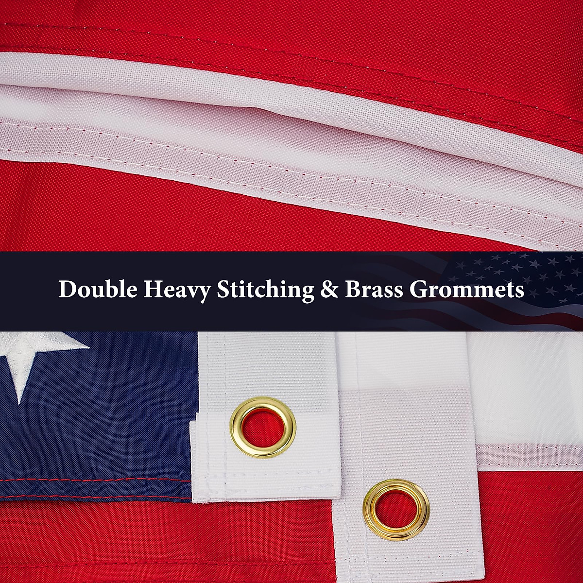 American Flags for Outside 3x5, Heavy Duty American Flag with Embroidered Stars, Thicken Nylon US Flag with Sewn Stripes Brass Grommets US Flags 3x5 Outdoor Made in USA High Wind All Weather Flags