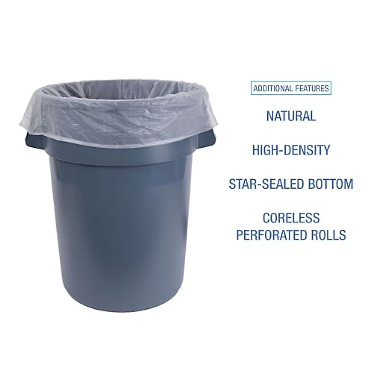 Boardwalk V7658HNKR01 38 in. x 58 in. 60 gal. 14 microns High-Density Can Liners - Natural (200/Carton)