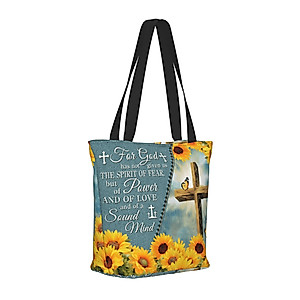 MORGOMON Christian Gifts Reusable Shopping Tote Bag Zippered Inspirational Tote Bags for Women Scripture Bible Verse Shoulder Bag Religious Gift Perfect for Church Work Travel Groceries Books