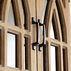 Haigopa Double Door Wall Mounted Cabinet - Rustic Wood Bathroom Storage with Glass Insert, Farmhouse Style Vintage Hanging Cabinet, Fully Assembled